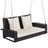 Lark Manor™ GO 2-Person Wicker Hanging Porch Swing With Chains, Cushion, Pillow, Rattan Swing ...